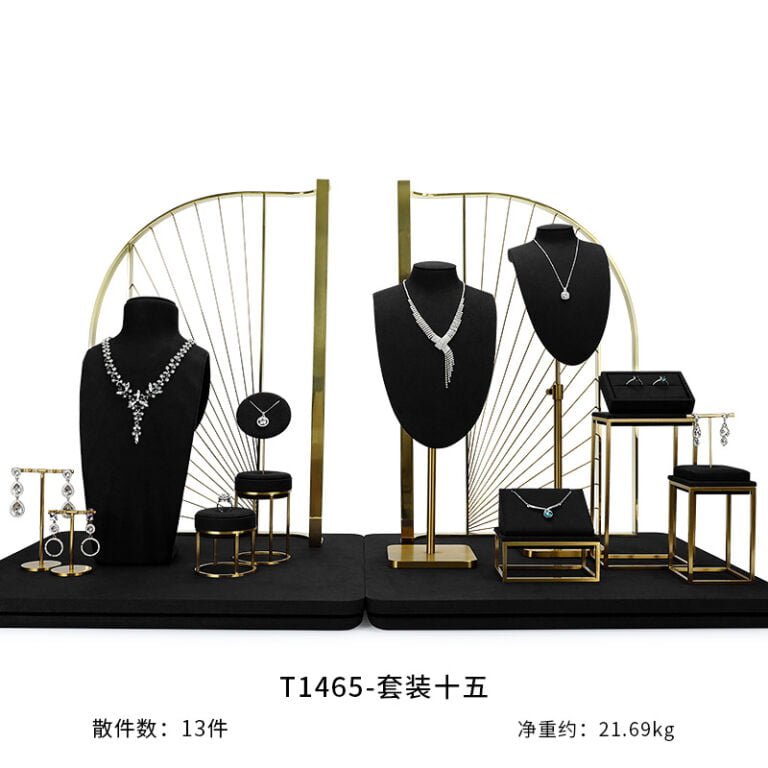 Jewelry Display Stand Set Black & Microfiber/Pu leather DS004 - Barak ...