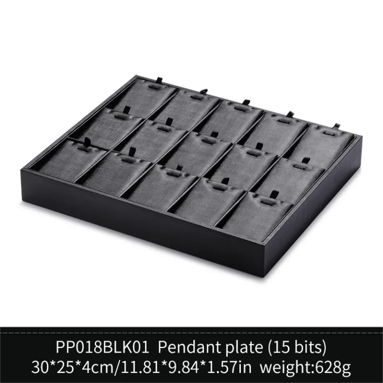 Jewelry Display Tray Set Stand Black & PU Leather DS014 - Barak Trading