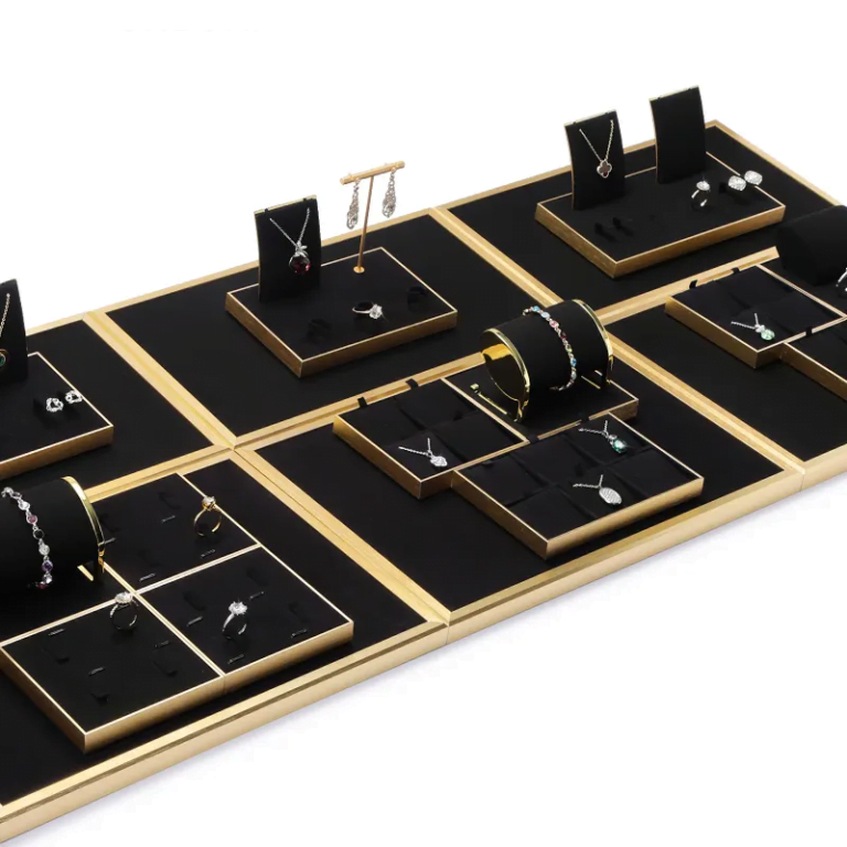 Jewelry Display Set Stand Black & Microfiber/Metal DS015 - Barak Trading