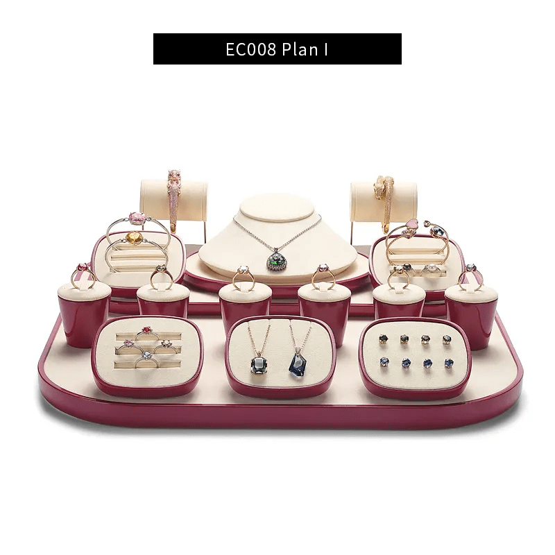 Jewelry Display Set Stand Beige & Microfiber DS030 - Barak Trading