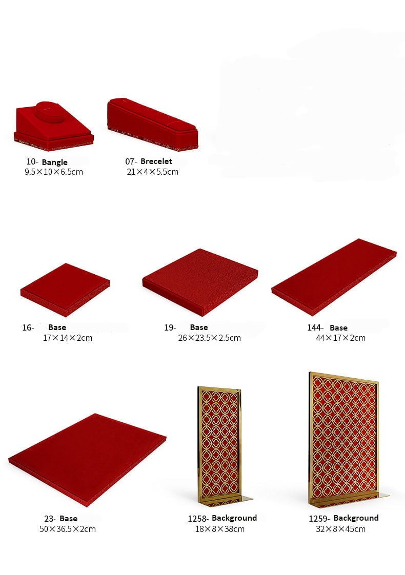 Jewelry Display Set Stand Red & Velvet/Satin DS066 - Barak Trading
