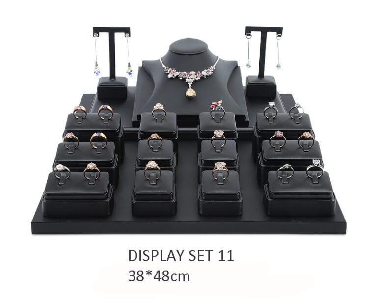 Jewelry Display Stand Set Black Color & Leather Material DS133 - Barak ...