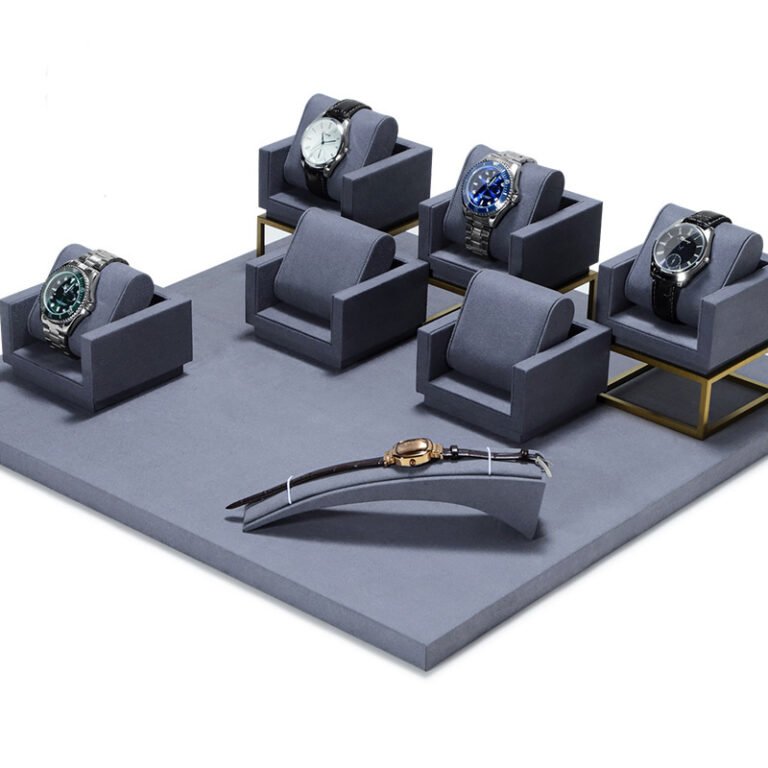 Watch Display Stand Set Dark Grey Color & Microfiber, Metal Material ...