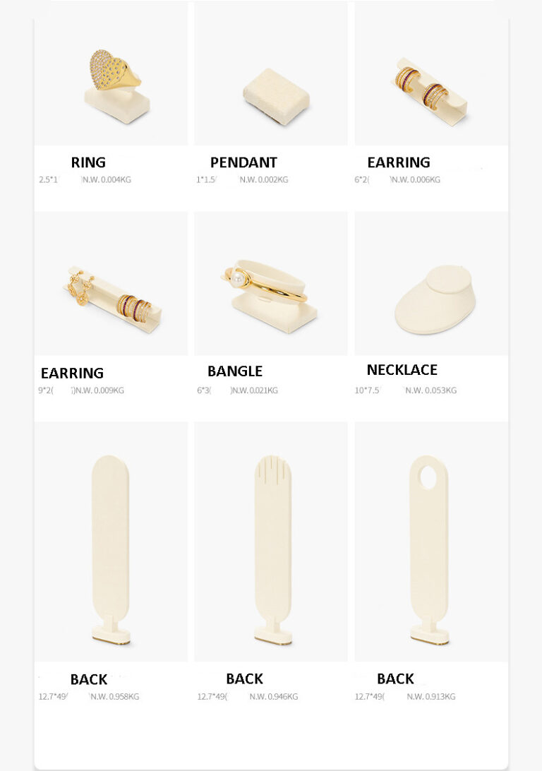 Jewelry Display Stand Set Beige Color & Microfiber Material DS175 - Barak Trading