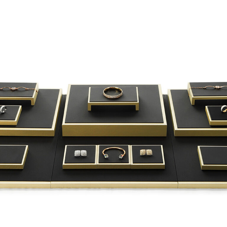 Jewelry Display Stand Set Black Color & PuLeather Fabric Material DS165 - Barak Trading