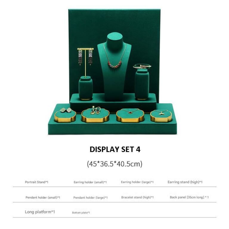 Jewelry Display Stand Set Green Color & Microfiber, Metal Material ...
