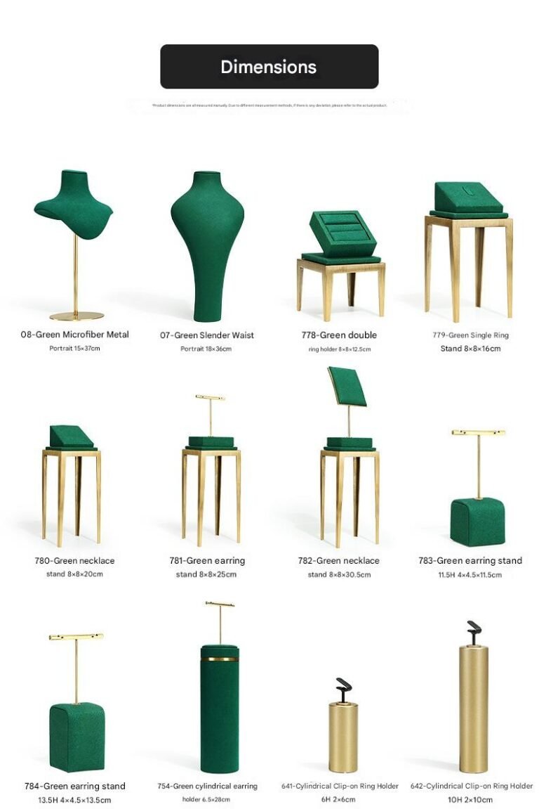 Jewelry Display Stand Set Green Color & Microfiber, Metal Material ...